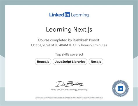 rushikesh pandit on linkedin certificate of completion