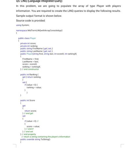 Solved Q5 Linq Language Integrated Query In This Problem