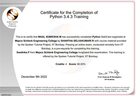 Maal Subiksha Mukuntharaj On Linkedin Python Certification Spokentutorial Programmingjourney