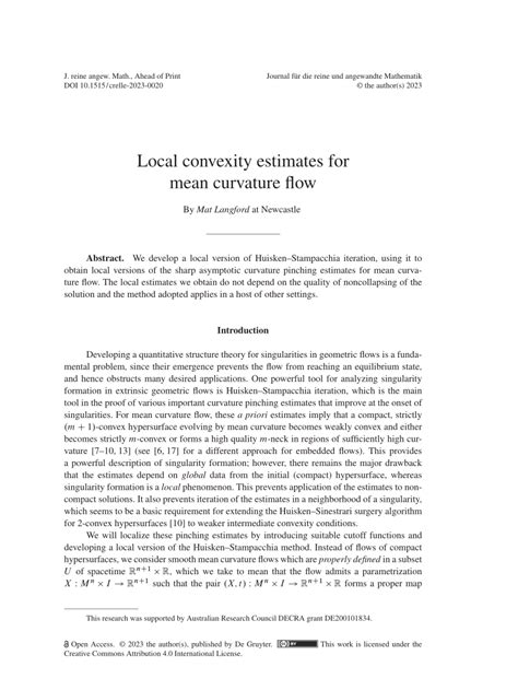 Pdf Local Convexity Estimates For Mean Curvature Flow