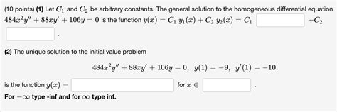 solved 1 ﻿let c1 ﻿and c2 ﻿be arbitrary constants the