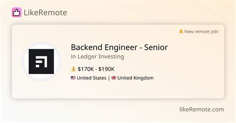 📩 backend engineer senior at 🏢 ledger investing salary 💰 170k