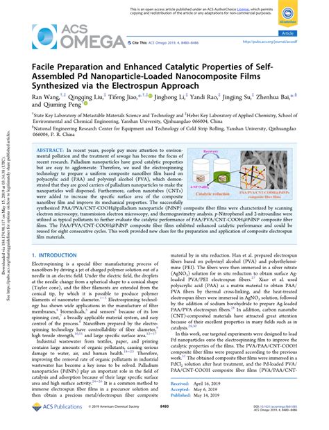 Pdf Facile Preparation And Enhanced Catalytic Properties Of Self
