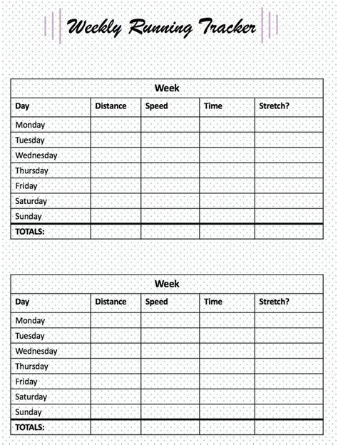 Printable A4 Running Planner Exercise Log Marathon Training Weekly Running Log Fillable