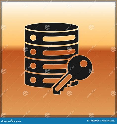 Black Server Security With Key Icon Isolated On Gold Background Security Safety Protection