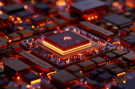 Ai Glowing Microchip On Circuit Board Advanced Tech Hardware Futuristic Electronic Components
