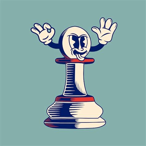 Premium Vector Retro Character Design Of Chess Piece Pawn