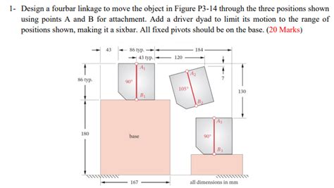 solved 1 design a fourbar linkage to move the object in