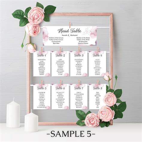 Wedding Table Layout Template Wedding Seating Chart Sign Black And