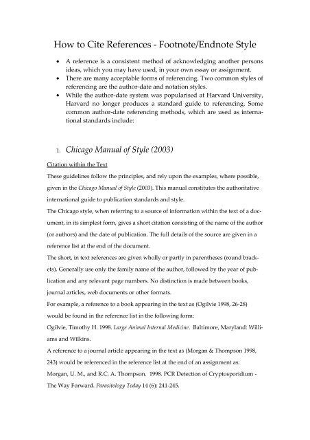How To Cite References Footnote Endnote Style