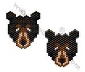 Big Brown Grizzly Bear Earring Bead Pattern By Threadabead