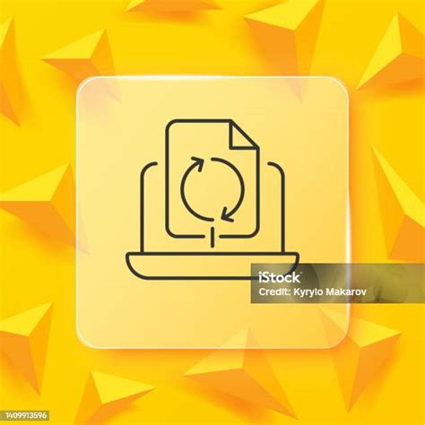 파일 줄 아이콘입니다 컴퓨터 노트북 데이터 새로 고침 정보 첨부 새로 고침 버튼 화살표 데이터 세트 개념 유리 형태 스타일 비즈니스 및 광고에 대한 벡터 라인 아이콘 3차원