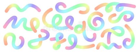 A Collection Of Abstract Iridescent Gradient Shapes With Wavy Lines Colorful Vector Set Of