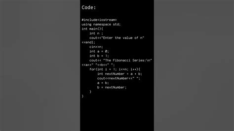 Program To Generate Fibonacci Series Dsa Interview Question C Programming Youtube