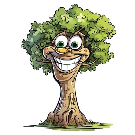 Premium AI Image A Cartoon Of A Tree With A Face And A Smile On It