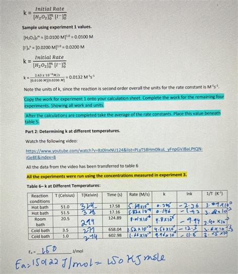 Solved Kinetics Lab Continued During Kinetics Part You Chegg Com