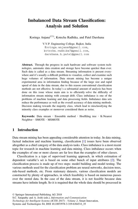 Pdf Imbalanced Data Stream Classification Analysis And Solution