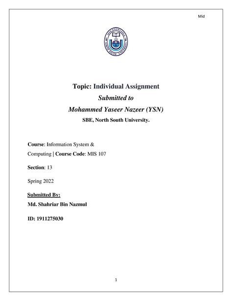 Mis 107 Individual Assignment Section 13 Mdshahriar Bin Nazmul