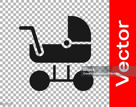 투명 한 배경에 격리 된 블랙 유모차 아이콘 유모차 버기 유모차 유모차 바퀴 벡터 0명에 대한 스톡 벡터 아트 및 기타 이미지 Istock