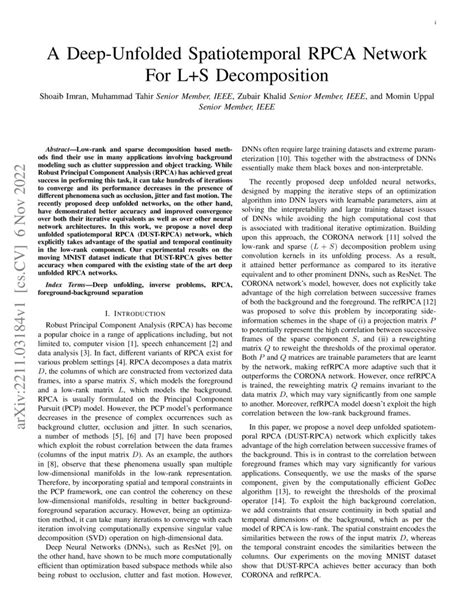 A Deep Unfolded Spatiotemporal Rpca Network For Ls Decomposition Deepai