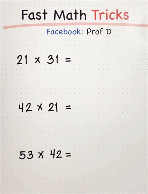 fast math tricks multiply 2 digit numbers up to 100 the fast way