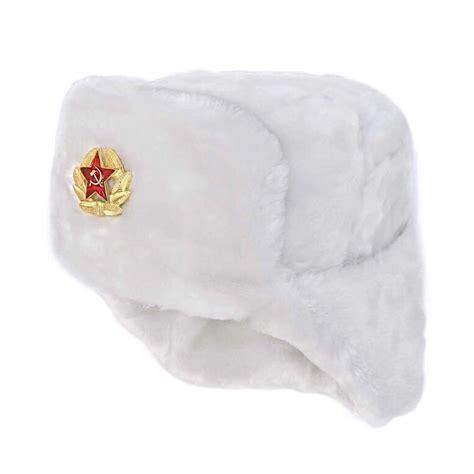 Зимняя белая армейская шапка-ушанка с кокардой СССР, 56 размер | $25.99 ...
