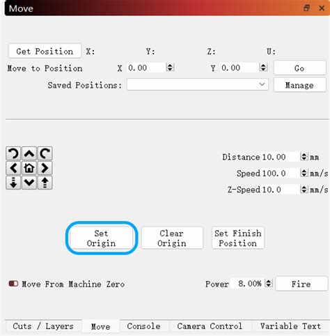 Setting The Work Origin Using Lightburn Snapmaker Wiki