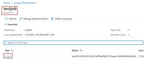 azure aks kubernetes job not able to recognise the image tag latest stack overflow