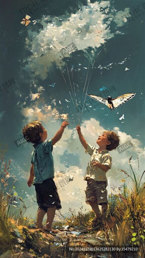 Ai创作图儿童放飞梦想 儿童放纸鸢 孩童放纸鸢 六一梦幻童年 童年插画梦幻童年 梦幻唯美童话童年美梦 美好童年插画 童话一般的童年 治愈系儿童插画 意境儿童插画 童年放风筝乐趣 儿时放风筝