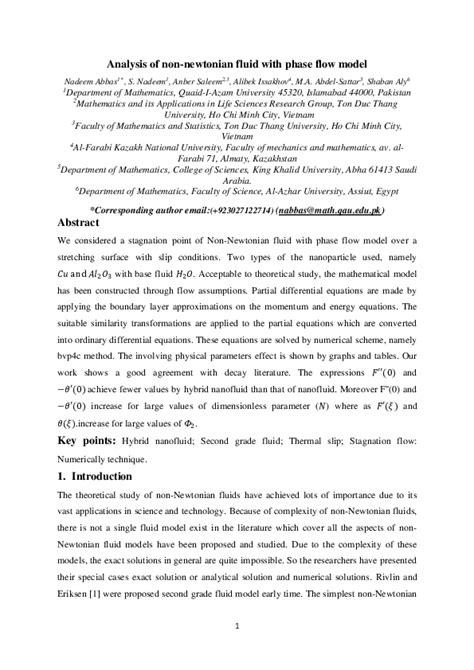 pdf analysis of non newtonian fluid with phase flow model