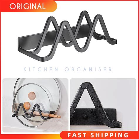 주방용 벽걸이 도마 수납 선반 냄비 선반 공간 알루미늄 더블 레이어 냄비 커버 랙 Aliexpress