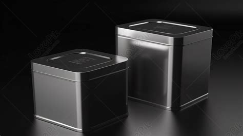 건조 제품용 은색 사각형 주석 캔 패키지 배경이 있는 3d 렌더링 모형 그림자 배경 패키지 배경 경이 배경 이미지