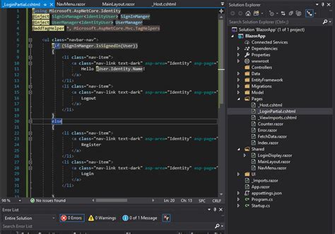 C Net Core Not Picking Up Partial The Default Identity Ui Layout