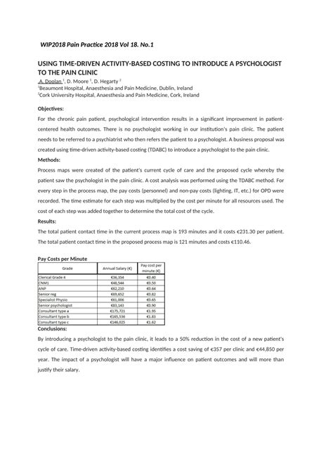 Pdf Using Time Driven Activity Based Costing To Introduce A