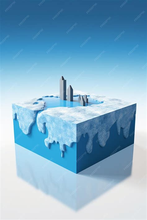 Premium Photo A Minimalist 3d Ice Cube Melting On A Flat Surface