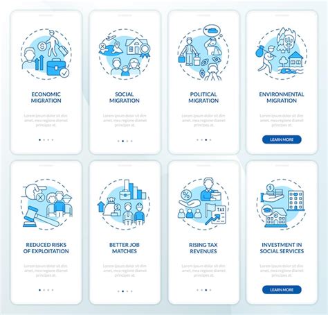 Premium Vector Legal Migration Blue Onboarding Mobile App Screen Set