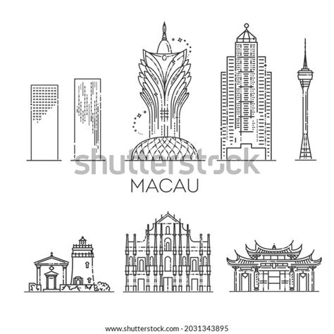 Vector Illustration Macau Architecture Line Skyline 库存矢量图（免版税）2031343895 Shutterstock