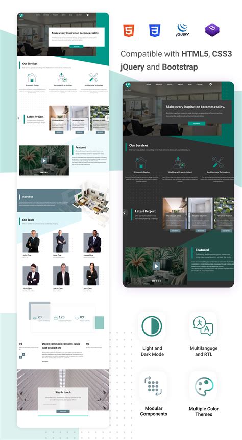Archilux Architect And Home Interior React Vue HTML Landing Page Template