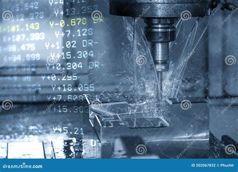 Abstract Scene Of Cnc Milling Machine Cutting The Injection Mold Parts