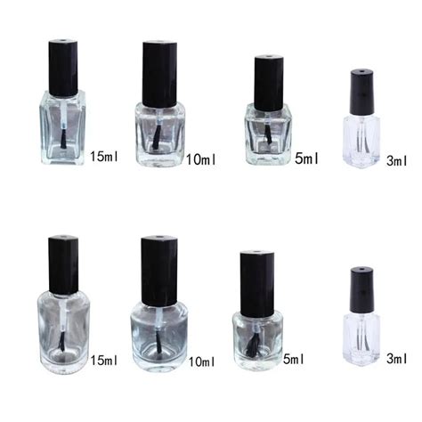 351015ml 빈 매니큐어 유리 병 투명 휴대용 Uv 젤 용기 리필 보관 상자 사각형원형 메이크업 튜브 브러쉬리필 병 Aliexpress