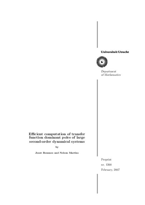 Pdf Ecient Computation Of Transfer Function Dominant Poles Using