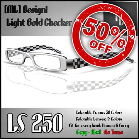 Second Life Marketplace Ml Design1 Light Bold Checkered Glasses 50 Off
