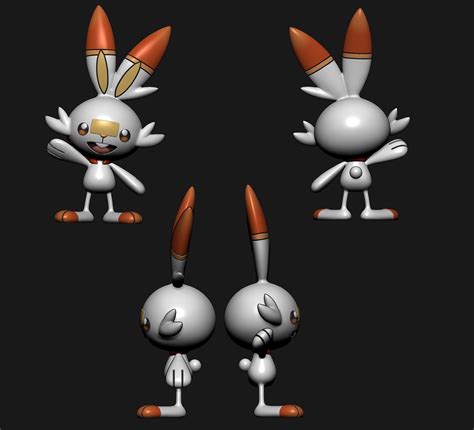 Stl File Pokemon Scorbunny With 2 Poses 🐉・3d Printable Model To