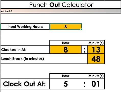 Excel Punch Out Clock Out Calculator Etsy