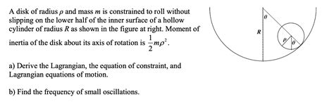 a disk of radius ρ and mass m is constrained to roll
