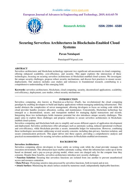 Pdf Securing Serverless Architectures In Blockchain Enabled Cloud Systems