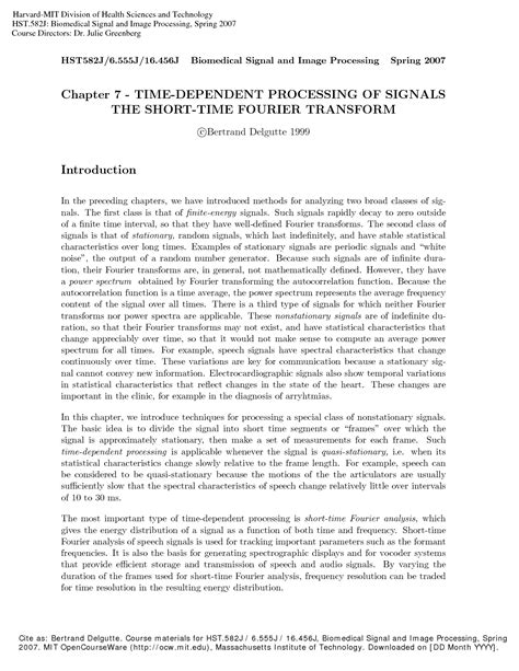 Solution Biomedical Signal And Image Processing Chapter Time Dependent Processing Of Signals