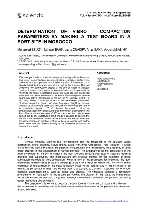 Pdf Determination Of Vibro Compaction Parameters By Making A Test Board In A Port Site In