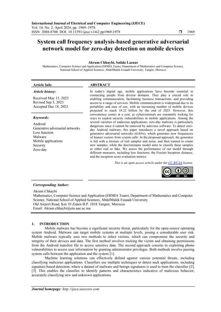 system call frequency analysis based generative adversarial network model for zero day detection