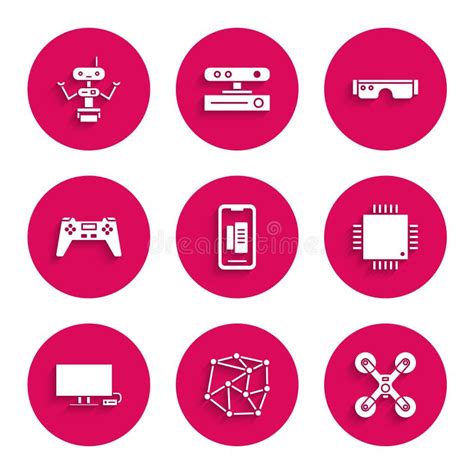 Set Smartphone Mobile Phone Neural Network Drone Flying Processor